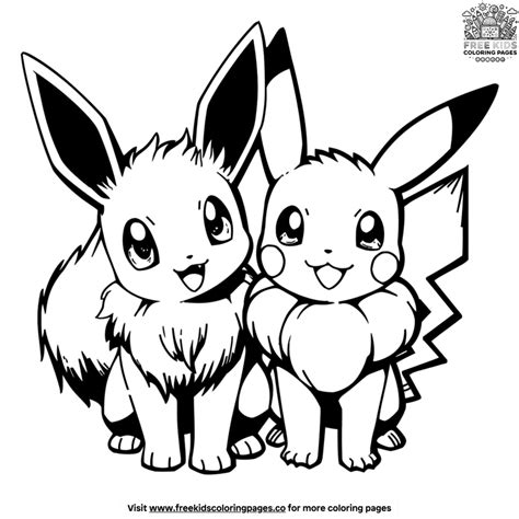 Pikachu And Eevee Coloring Pages
