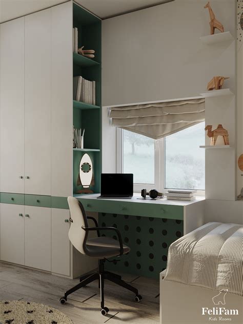 Простір і затишок дизайн дитячої кімнати для хлопчика з додатковим місцем для мами