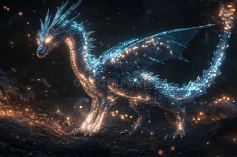 Stunning Dragon Breathing Fiery Magic In Galactic Night Sky Fantasy