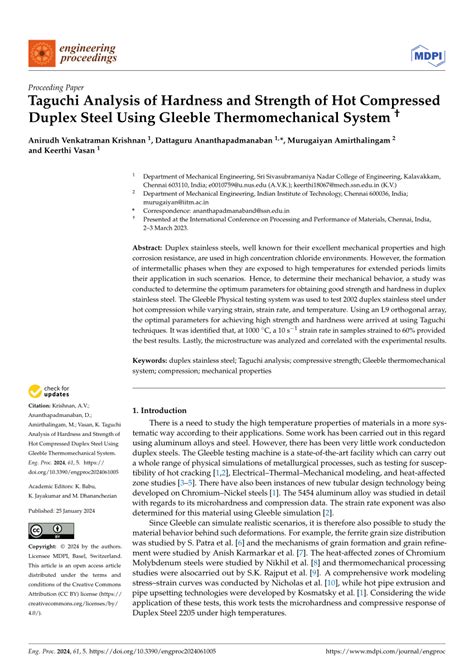 Pdf Taguchi Analysis Of Hardness And Strength Of Hot Compressed