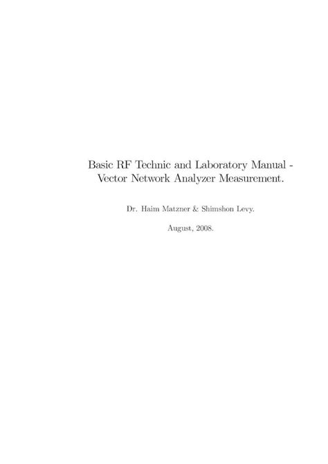 Pdf Microwave Experiment 1 Revision Network Analyzer Dokumentips