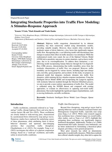 pdf integrating stochastic properties into traffic flow modeling a stimulus response approach