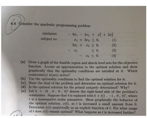 solved 4 4 consider the quadratic programming problem