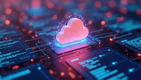 Virtual Cloud Data Storage With Computer Connection Online Hosting