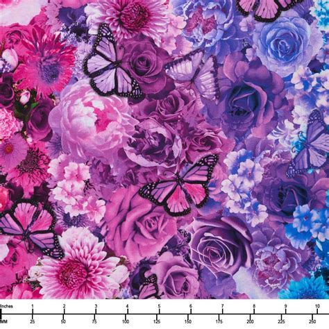Timeless Treasures Butterfly Garden Rainbow Butterflies Panel Fleur