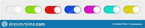 On And Off Toggle Switch Buttons Material Design Switch Buttons Set Stock Vector Illustration