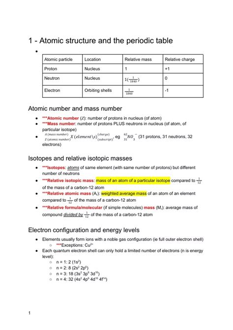 Summary Pearson Edexcel A Level Chemistry Year 1 And Year 2 Unit 1