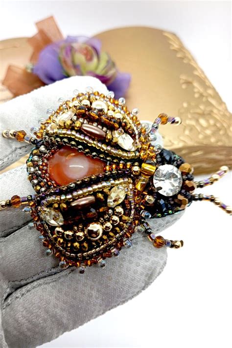 Beetle Pinbeaded Insect Broochembroidered Sect Pinbee