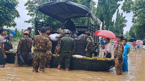 မြစ်ရေဝင်ရောက်မှုများဖြစ်ပေါ်လျက်ရှိသည့် မြစ်ကြီးနားမြို့နှင့် ခန္တီးမ