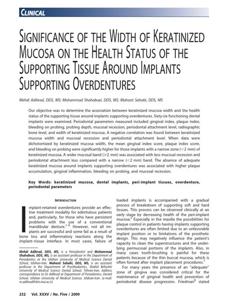Significance Of The Width Of Keratinized Pdf Dental Implant