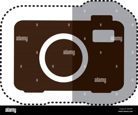 Sticker Brown Silhouette Analog Camera Icon Flat Stock Vector Image