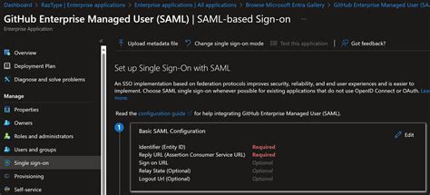 Github Enterprise Cloud Emu Initial Setup Microsoft Entra Id Saml