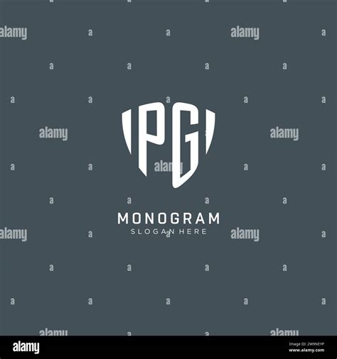Initials Pg Logo Shield Guard Shape Creative Logo Design Concept Vector Graphic Stock Vector