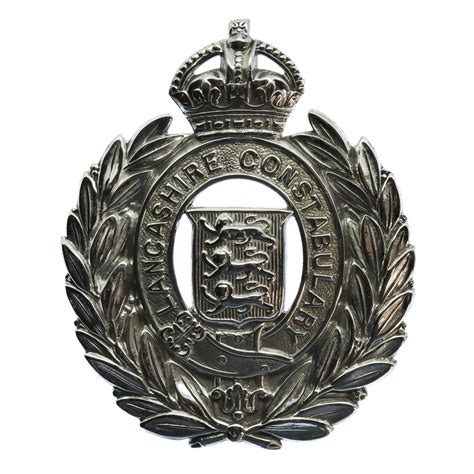 Lancashire Constabulary Chrome Wreath Helmet Plate Kings Crown