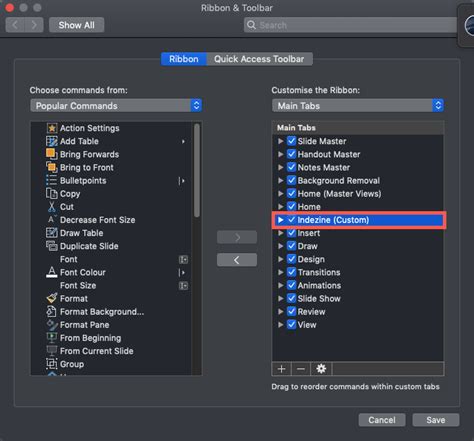 Reordering And Removing Ribbon Tabs In PowerPoint For Mac