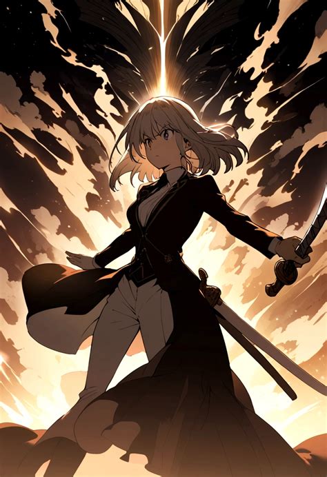 칼을 들고 다른 소녀와 싸우는 2d 애니메이션 소녀 Seaart Ai