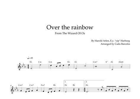 Over The Rainbow Arr Cadu Barcelos By Judy Garland Sheet Music For