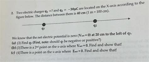 solved 2 two electric charges q1 and q2 −30μc are