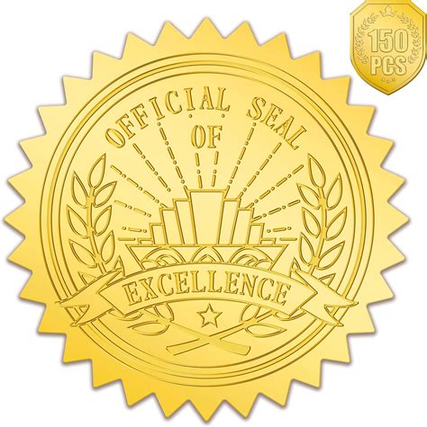 150 Pcs Award Certificate Seals Gold Foil Embossed Official Seal Of