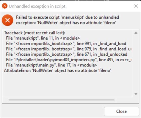 Manuskriptwexe Can Not Be Executed Due To Unhandled Exception