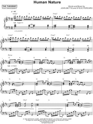 Michael Jackson Human Nature Sheet Music In D Major Transposable