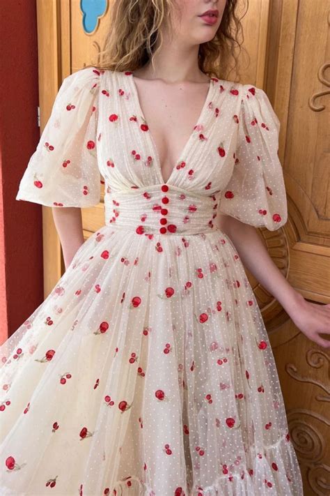 Cream Cherry Midi Dress Artofit