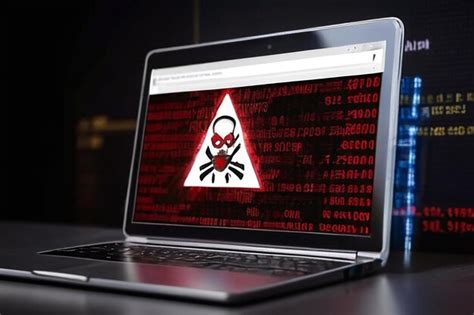 System Hacked Warning Alert On Notebook Laptop Cyber Attack On Computer