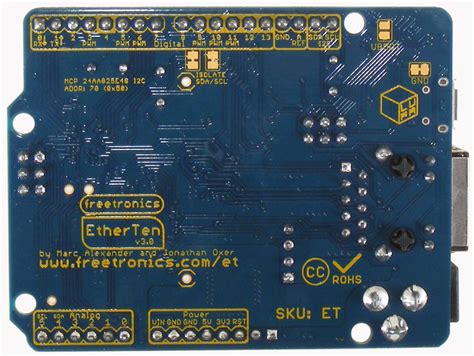 Etherten Arduino Compatible With Onboard Ethernet Freetronics