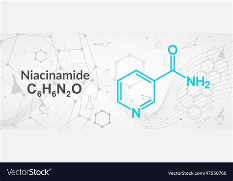 Nicotinamide or niacinamide molecule Royalty Free Vector