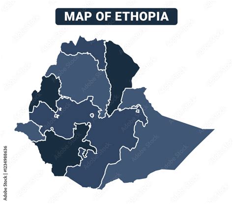 Map Of Ethopia Political Map Regions Vector Illustration 素材庫向量圖 Adobe