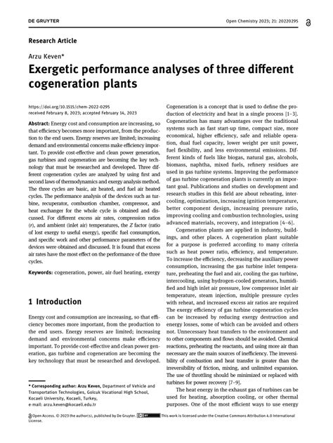 Pdf Exergetic Performance Analyses Of Three Different Cogeneration Plants
