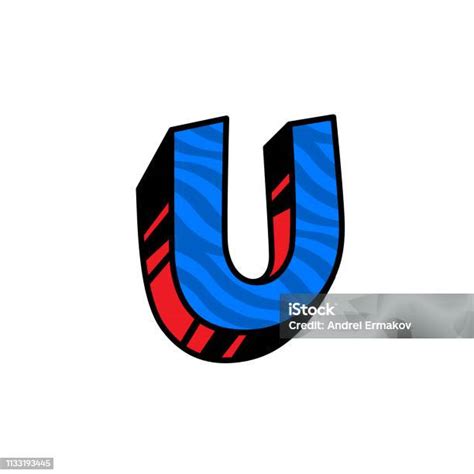 로고 문자 U 벡터 선형 개요 아이콘입니다 체적 마크 3d 색 대문자입니다 패턴이 있는 그림 흰색 바탕에 기호입니다 만화
