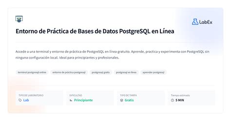 Entorno De Práctica De Bases De Datos Postgresql En Línea Labex