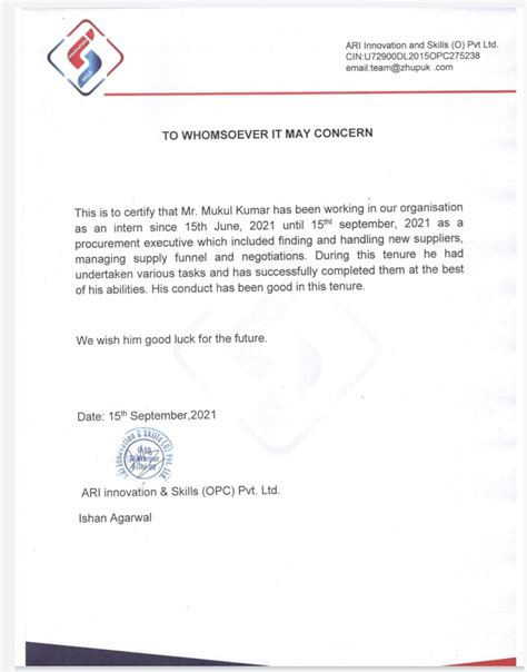 Ari Internship Certificate Inovation Mukul Kumar