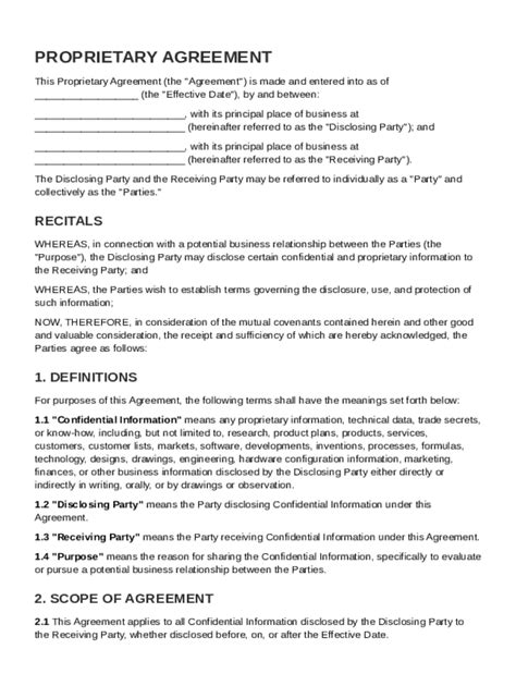Proprietary Agreement Template Fill Out And Sign Online Dochub