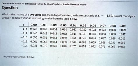Solved Determlne The P Value For Hypothests Test For The Mean Populatlon Standard Devation