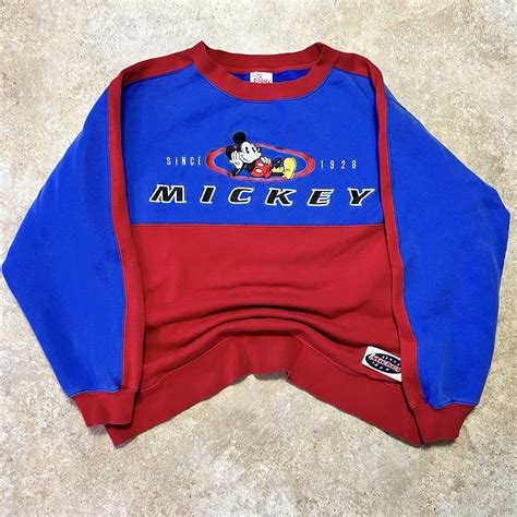 Vintage 90s Disney Mickey Mouse Blue And Red Crewneck S Gem