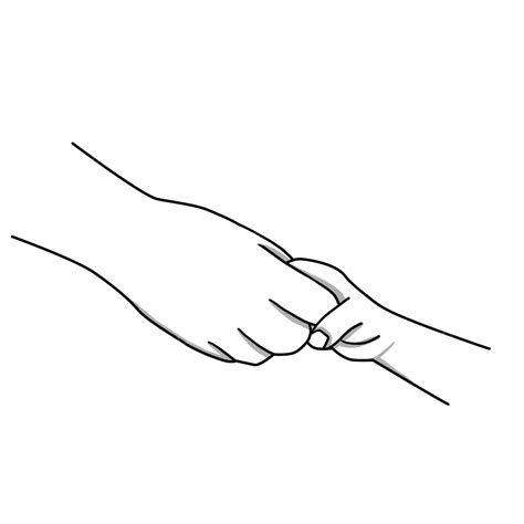Line Drawing Small Hand In Big Hand Gesture Line Drawing Little Hand