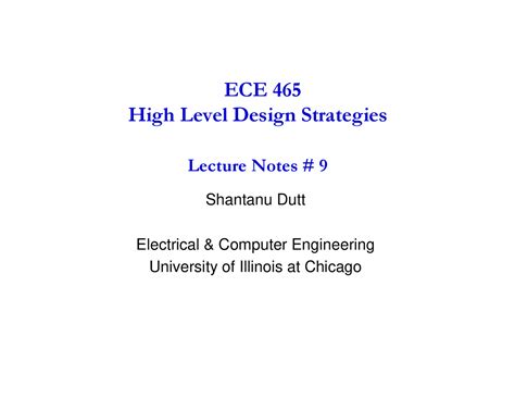 Notes On High Level Design Strategies Digital Systems Design Ece