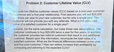 Solved Problem Customer Lifetime Value CLV Compute Two Chegg Com
