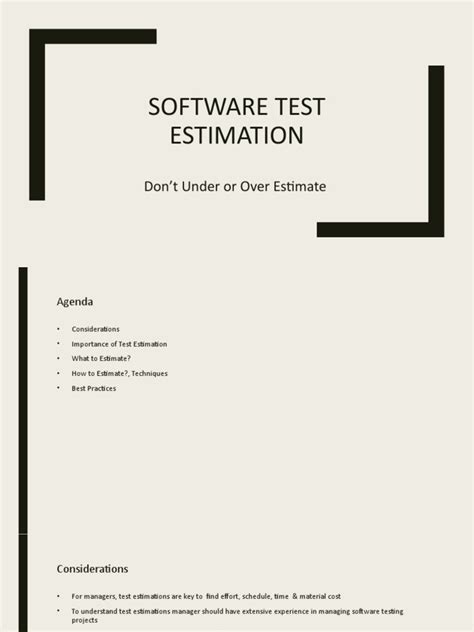 Software Test Estimation Pdf Compiler Software Testing