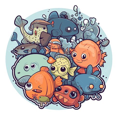 أسماك لطيف شخصية عصبي المتجه أنانية ملصق كرتون Png والمتجهات للتحميل