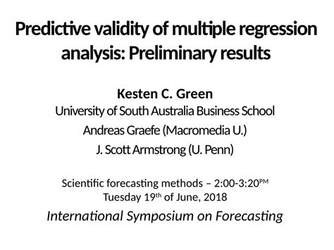 Pdf Predictive Validity Of Multiple Regression Analysis Preliminary Results