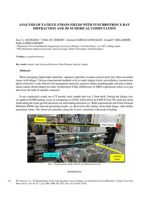 Pdf Analysis Of Fatigue Strain Fields With Synchrotron X Ray Diffraction And 3d Numerical