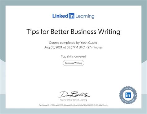Yash Gupta On Linkedin Linkedinlearning Businesswriting Professionaldevelopment