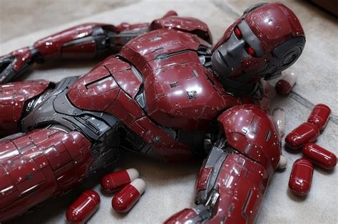 Red And White Robotic Arms Intertwined Symbolizing Connection And Robotic Interaction Premium