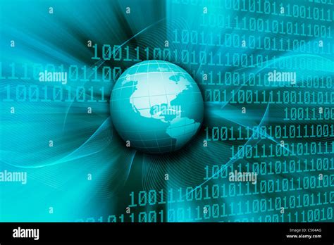 Globe On Abstract Binary Code Background Stock Photo Alamy