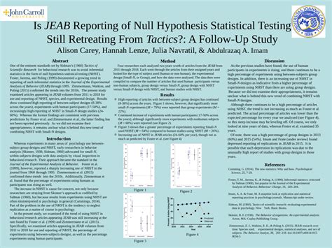Pdf Is Jeab Reporting Of Null Hypothesis Statistical Testing Still Retreating From Tactics A