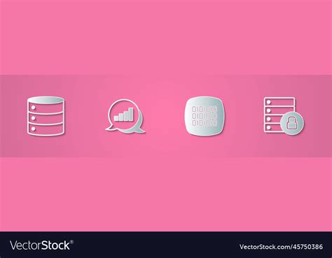 Set Paper Cut Server Pie Chart Infographic Vector Image