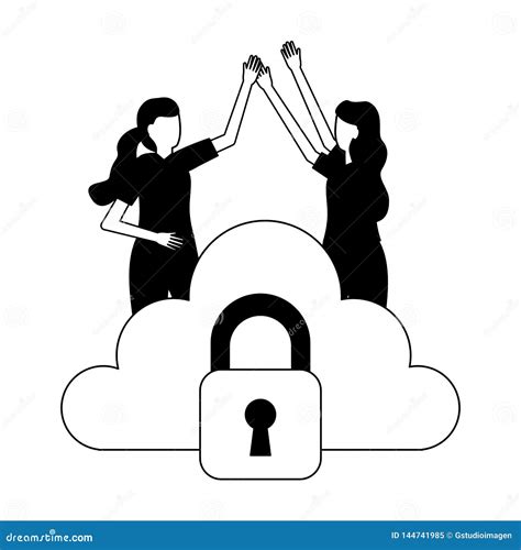 Women Cloud Storage Security Stock Vector Illustration Of System Internet 144741985